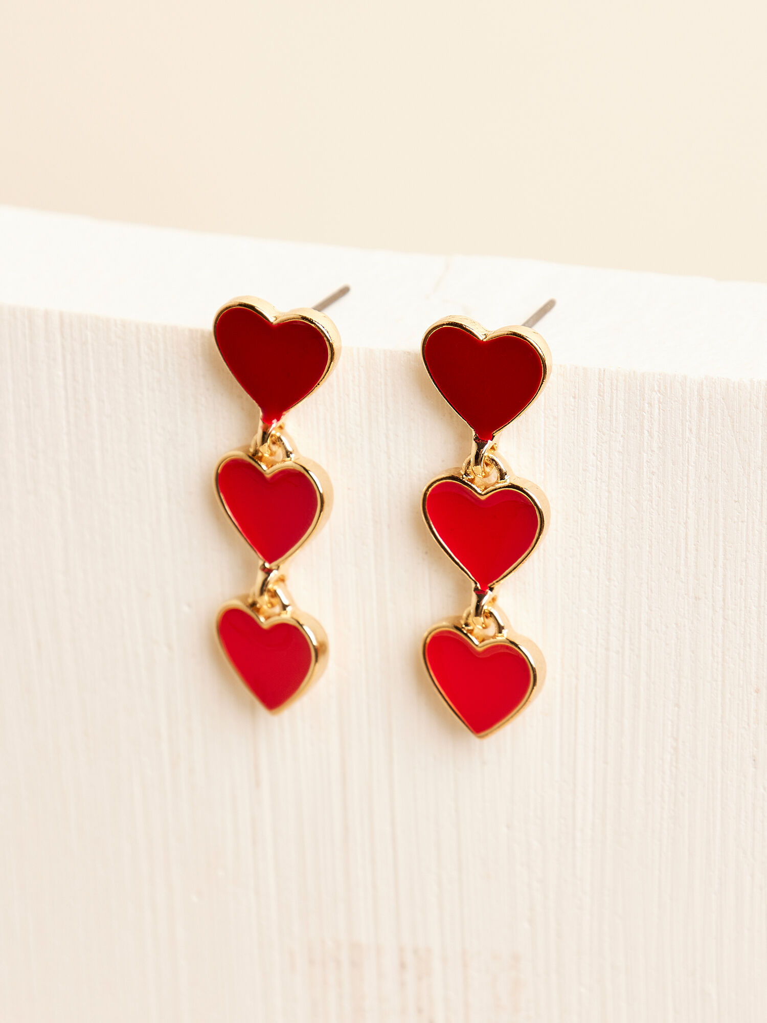 Gold Tone Heart Drop Earrings Apricot Clothing