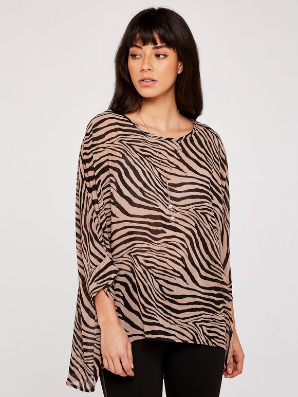 Zebra Print Batwing Top | Apricot Clothing