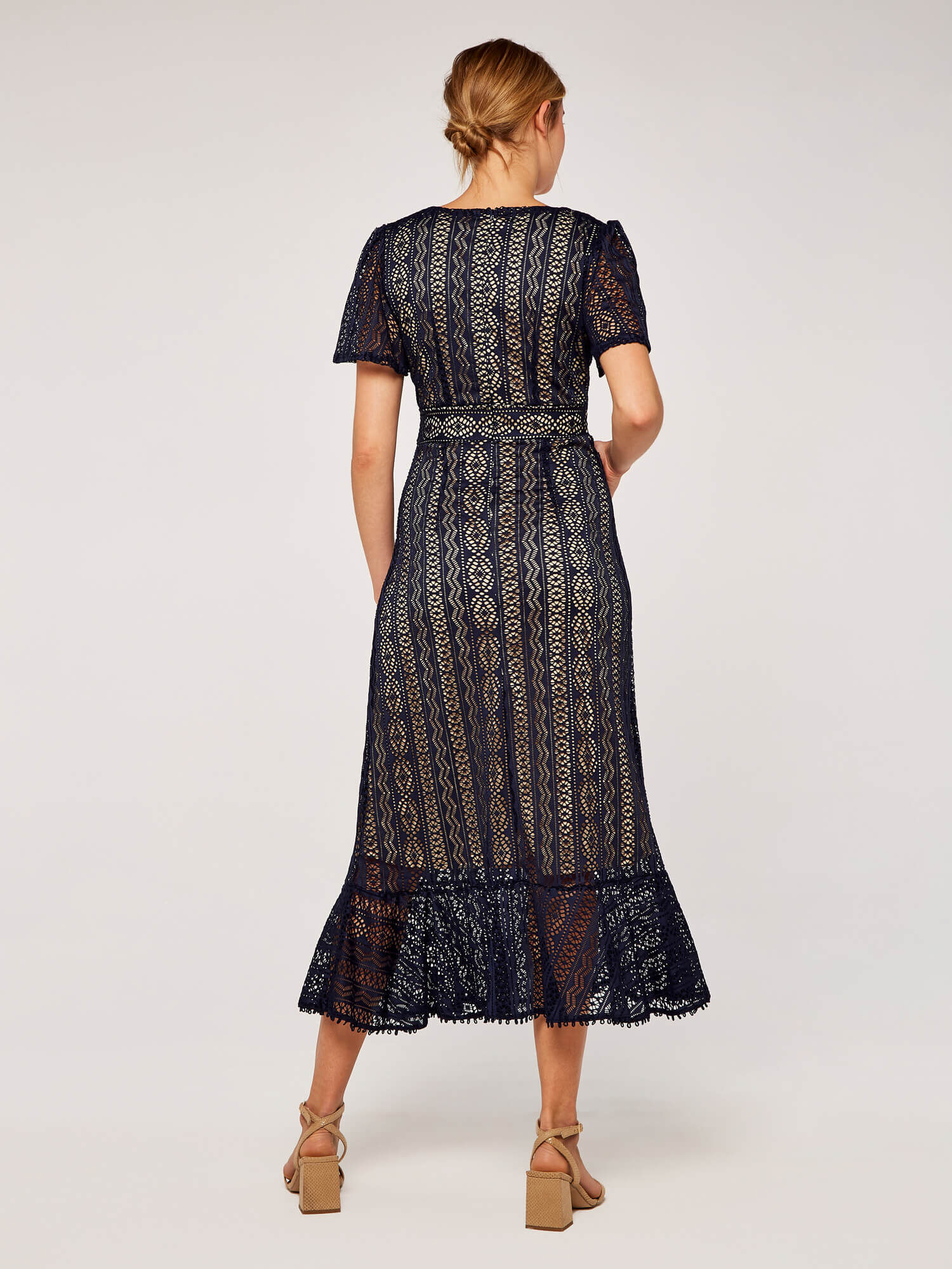 Lace V Neck Midi Dress | Apricot Clothing Lace V Neck Midi Dress | Apricot Clothing