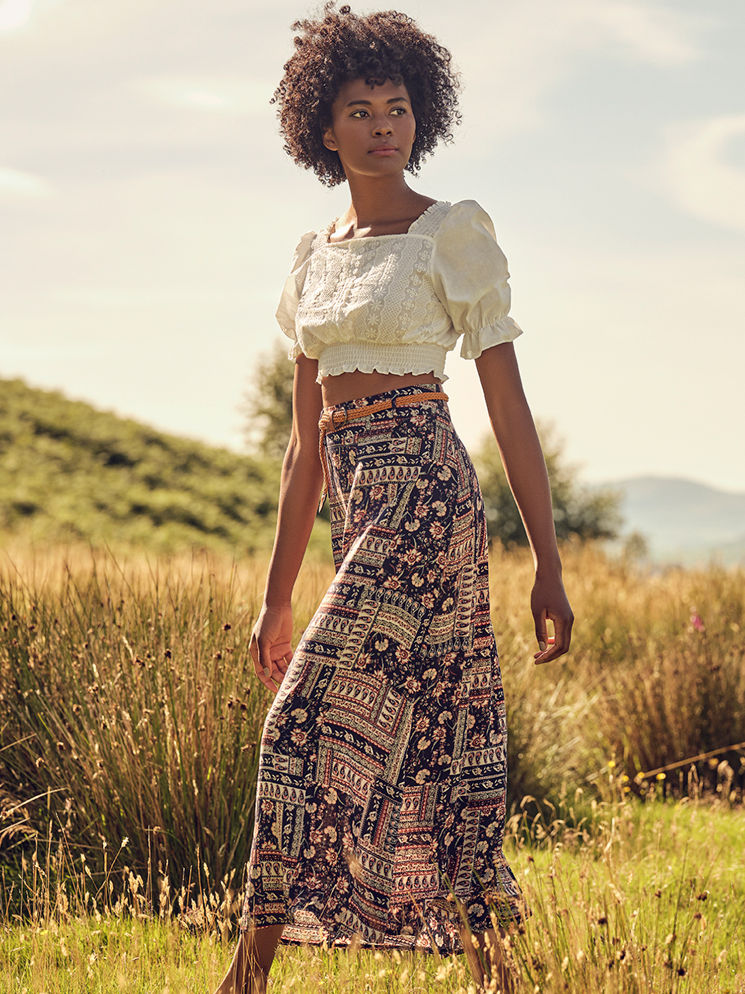 Patchwork Belted Skirt | Apricot Clothing