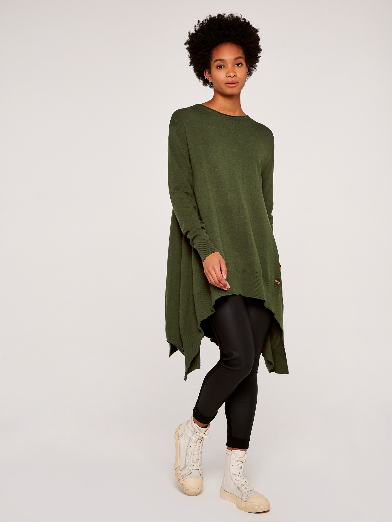 Longline Side Button Jumper | Apricot Clothing