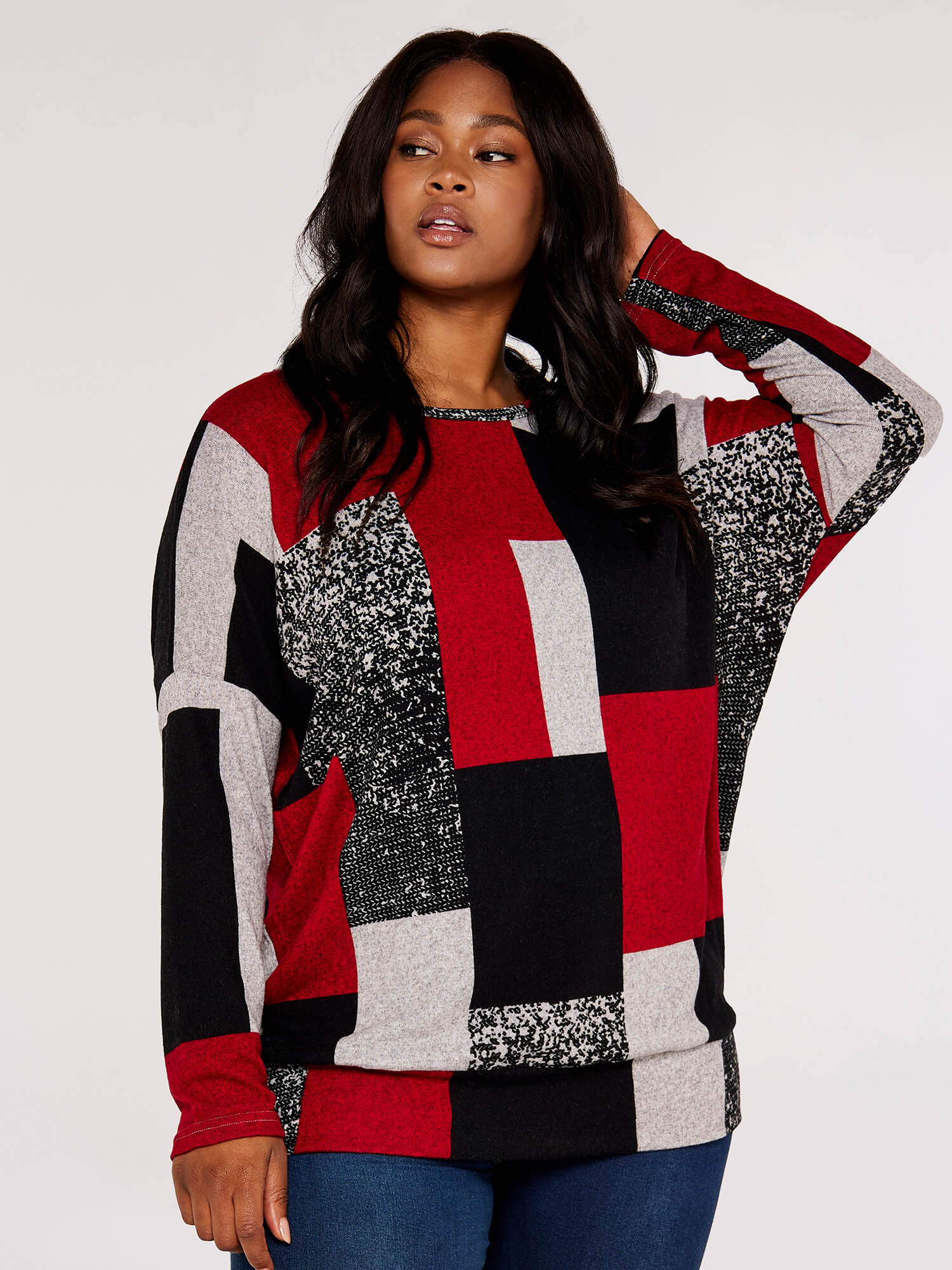 Curve Colourblock Oversized Top | Apricot Clothing