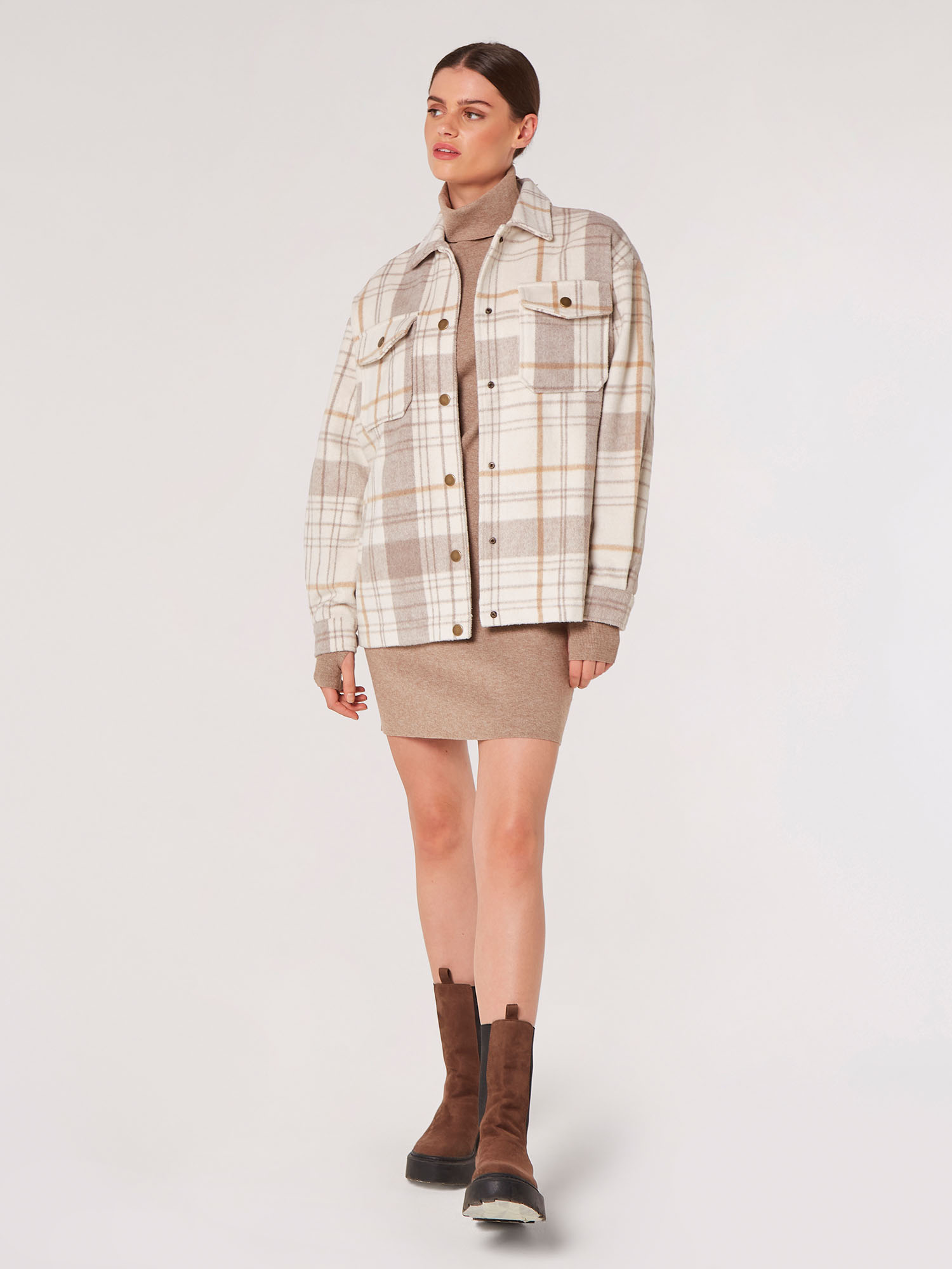 Classic Check Shacket | Apricot Clothing