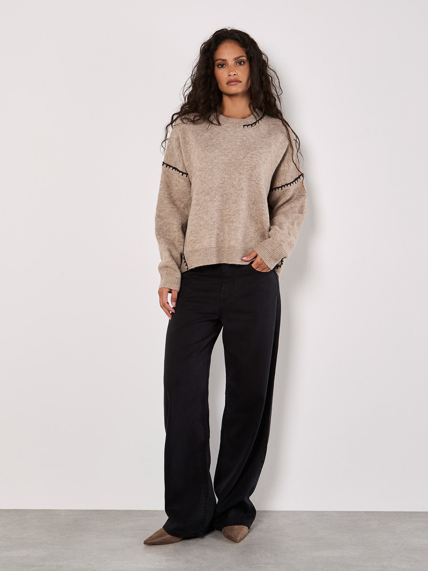 Oversized Stitch Detail Chunky Knit Jumper | Apricot Clothing