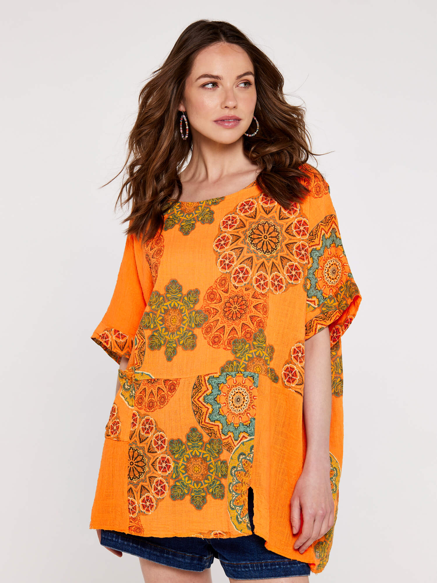 Mandala Panel Oversized Top | Apricot Clothing