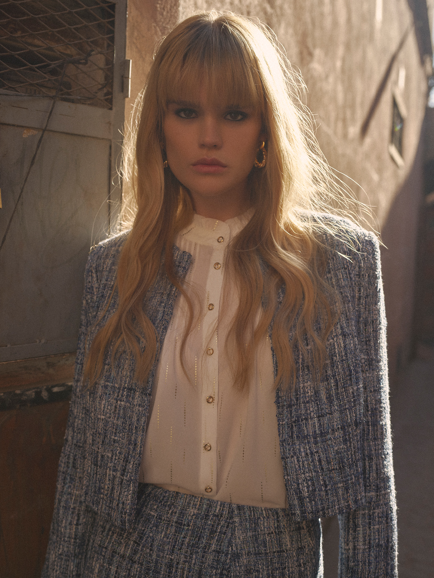 Shimmer Tweed Cropped Blazer | Apricot Clothing