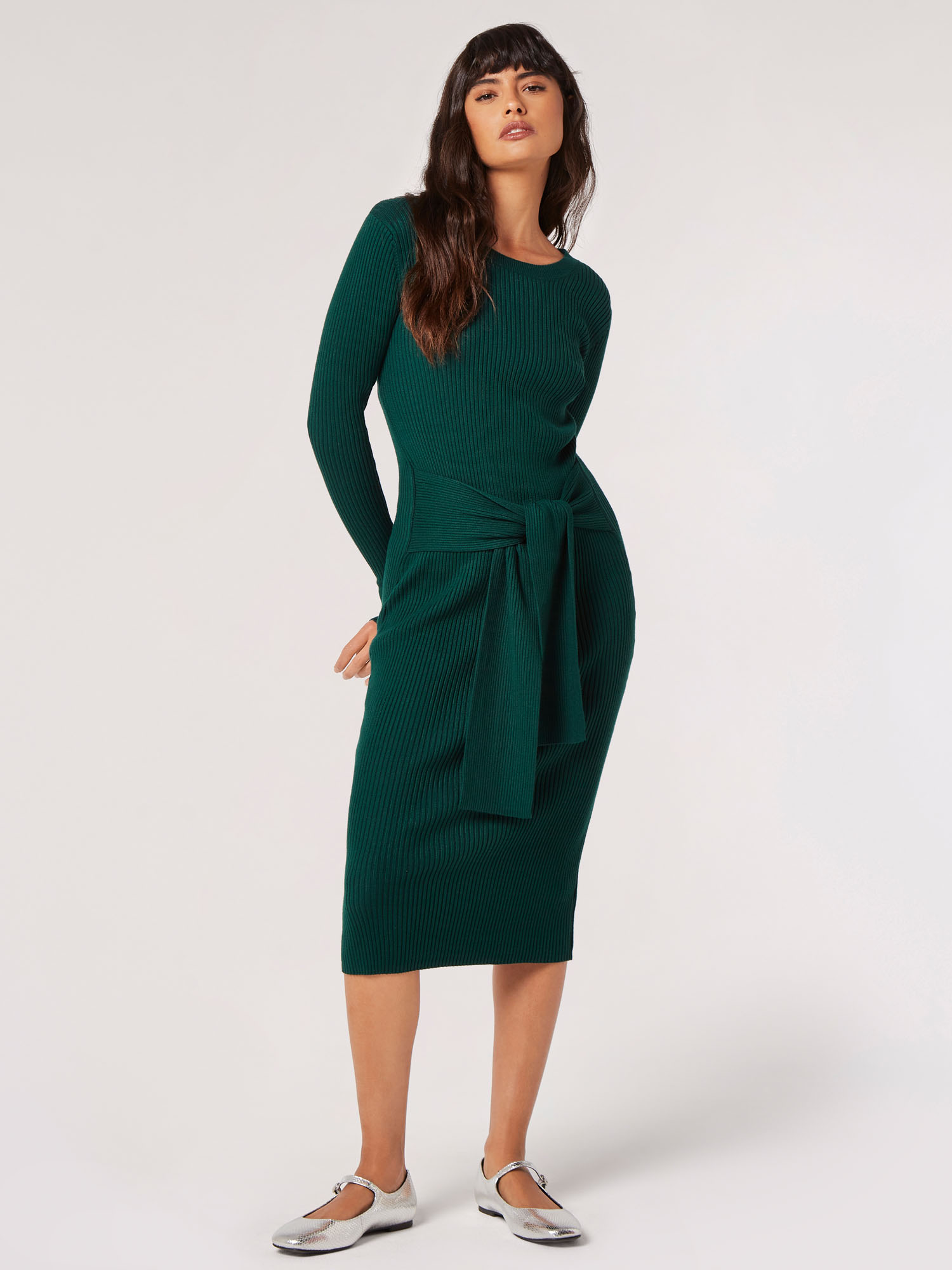 Ribbed Knit Bodycon Midi Dress | Apricot Clothing