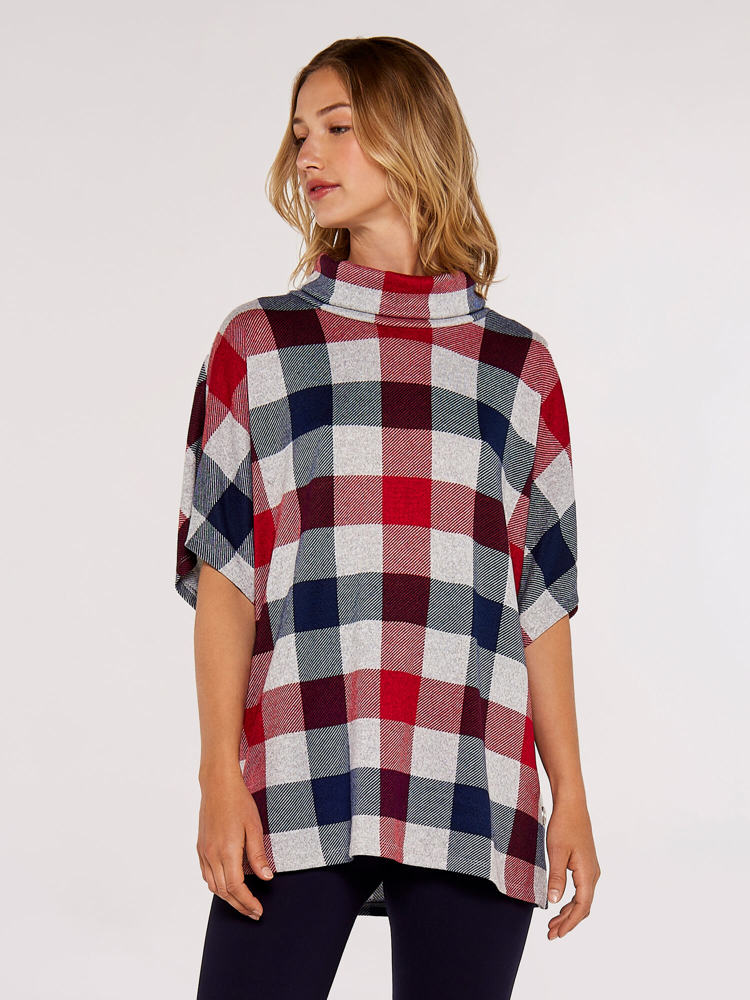 Chequered Side Button Top | Apricot Clothing
