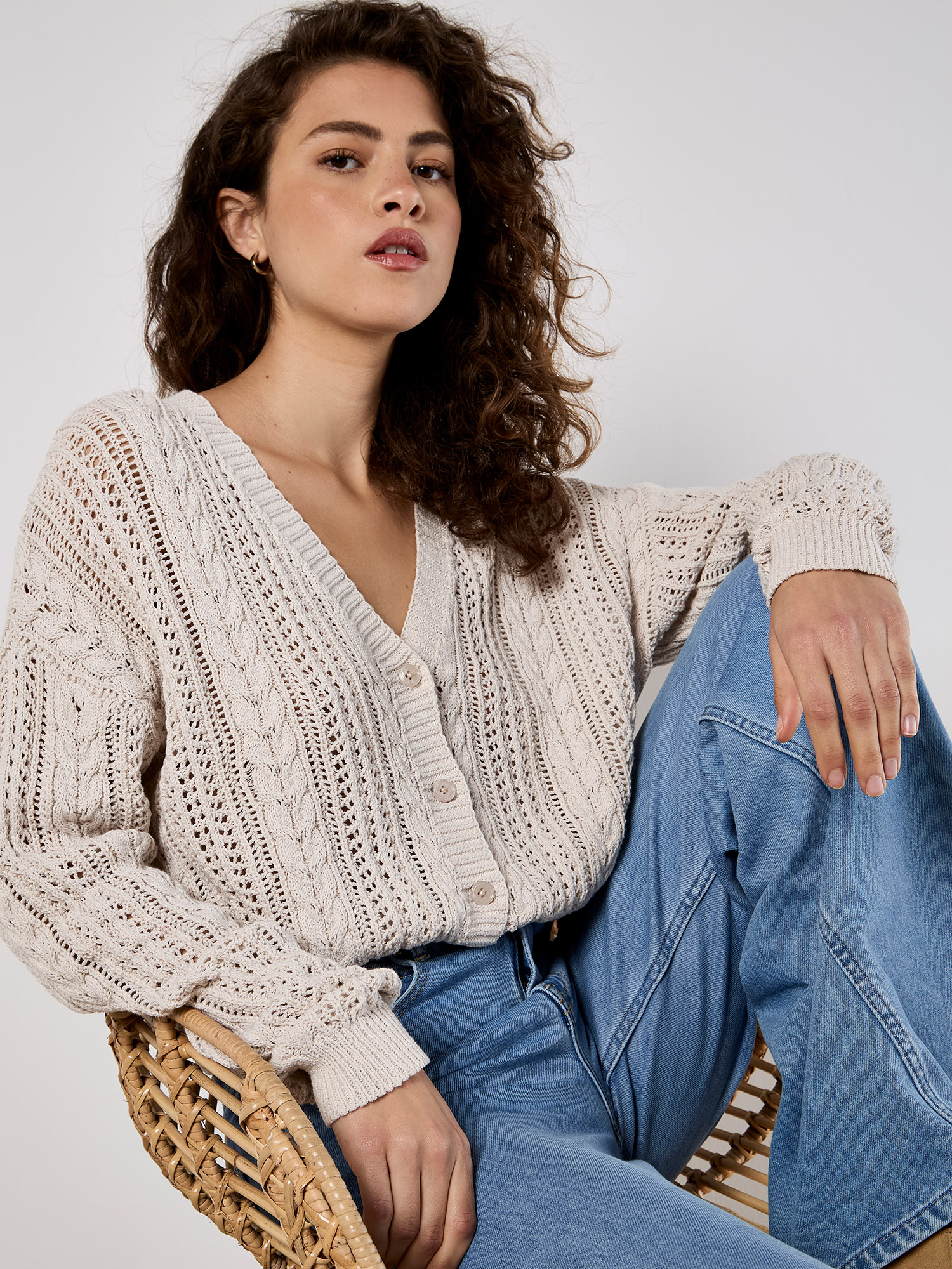 Crochet Cable Cardigan | Apricot Clothing
