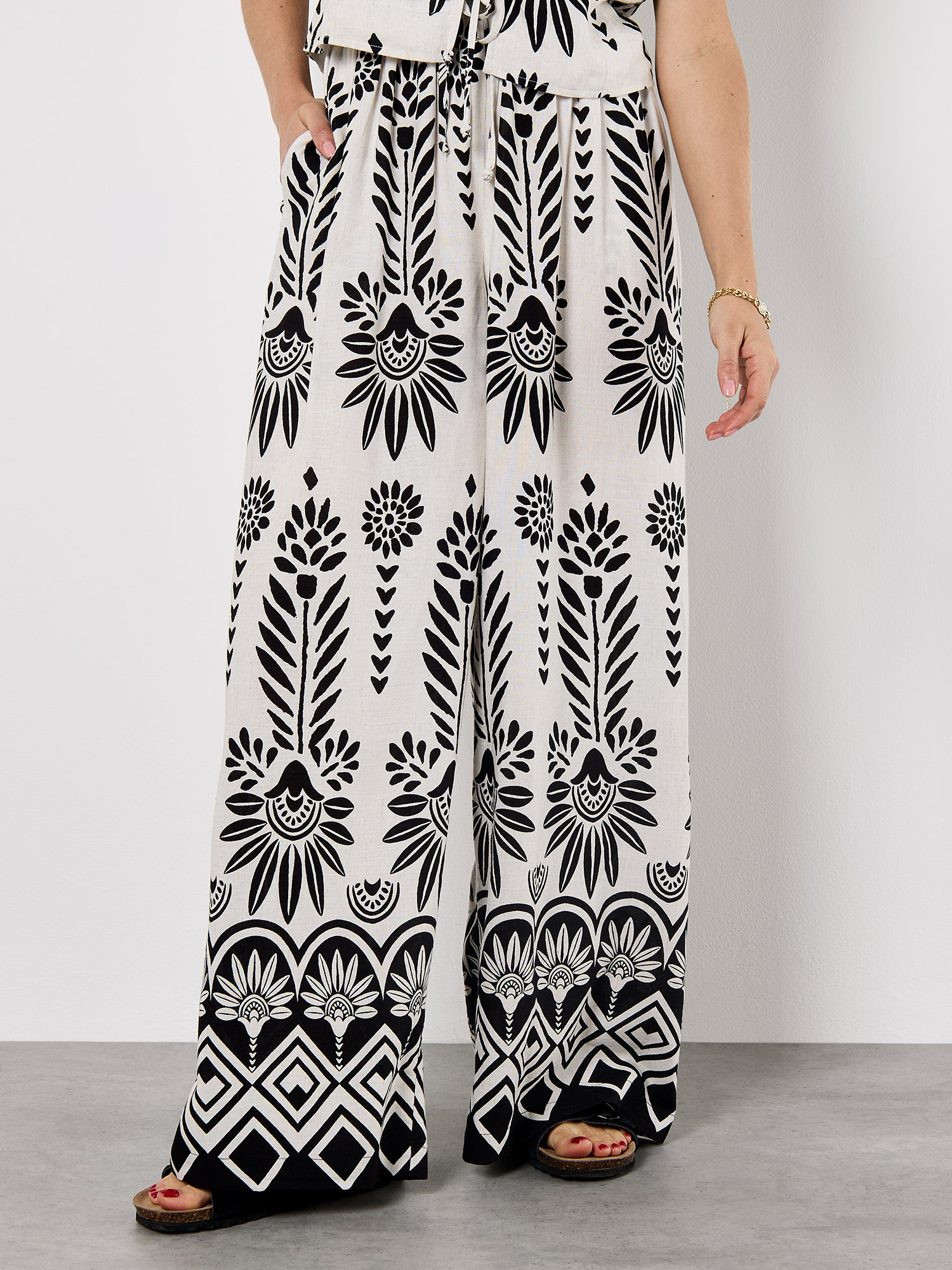 Floral Border Trousers | Apricot Clothing