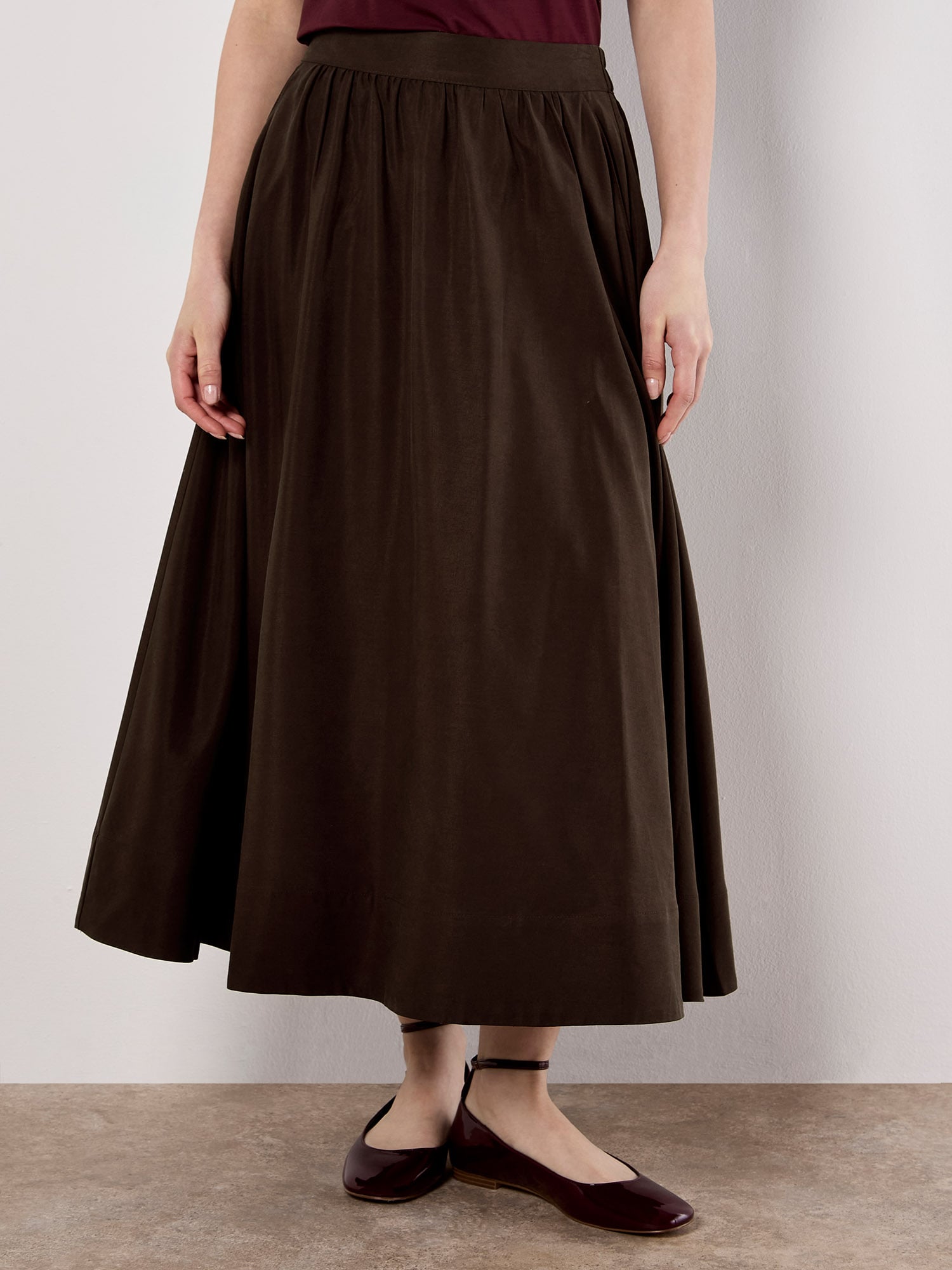 Jupe Midi Tissée Évasée | Apricot Clothing