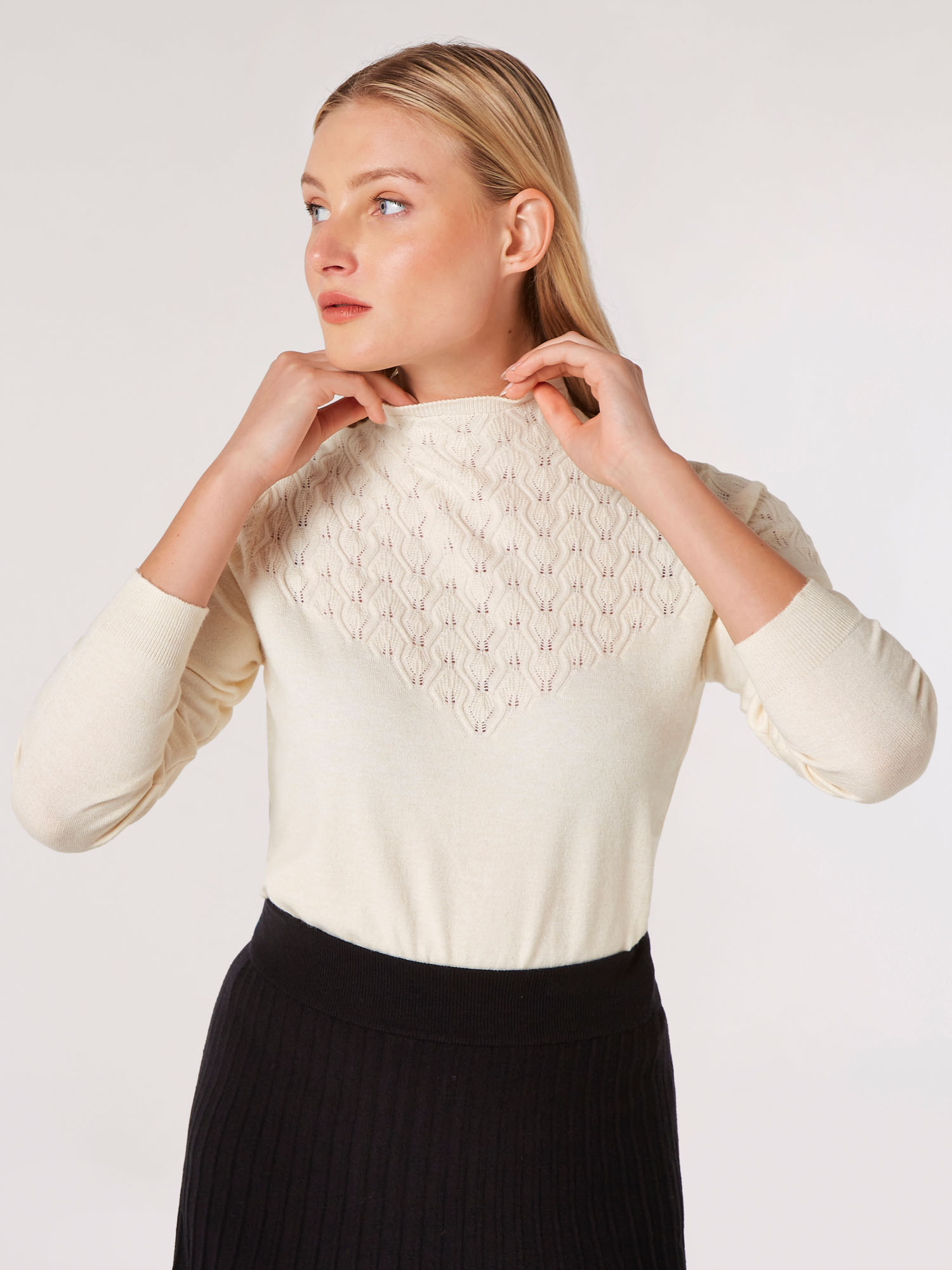 Pointelle Shell Fine Knit Jumper | Apricot Clothing