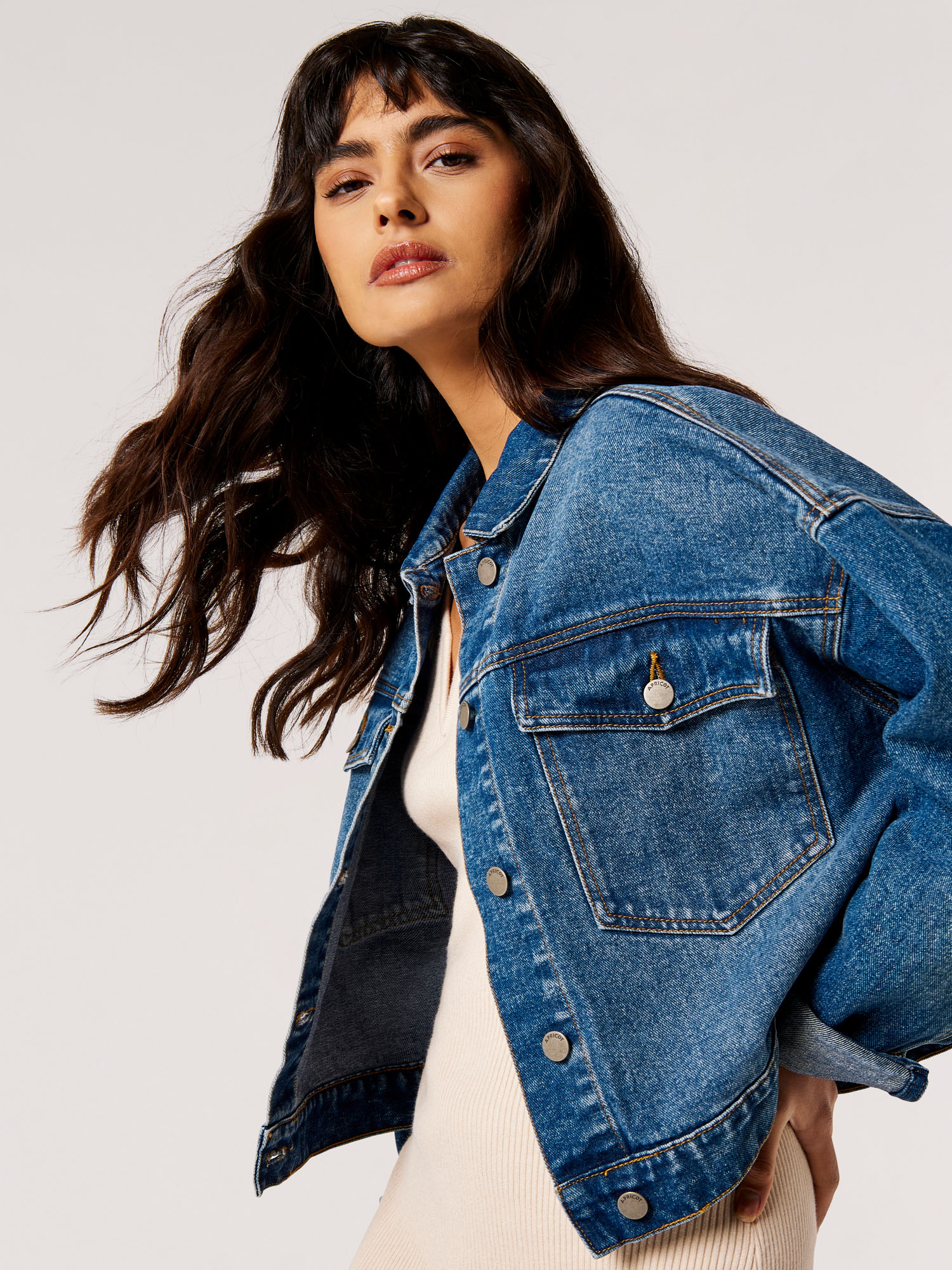 Boxy Fit Denim Trucker Jacket | Apricot Clothing